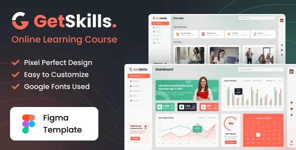 GetSkills - Online Learning Course Figma Template | TemplateLelo