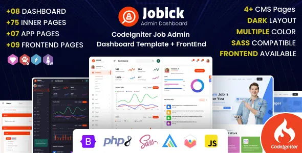 Jobick : CodeIgniter Job Admin Dashboard Template + FrontEnd | TemplateLelo